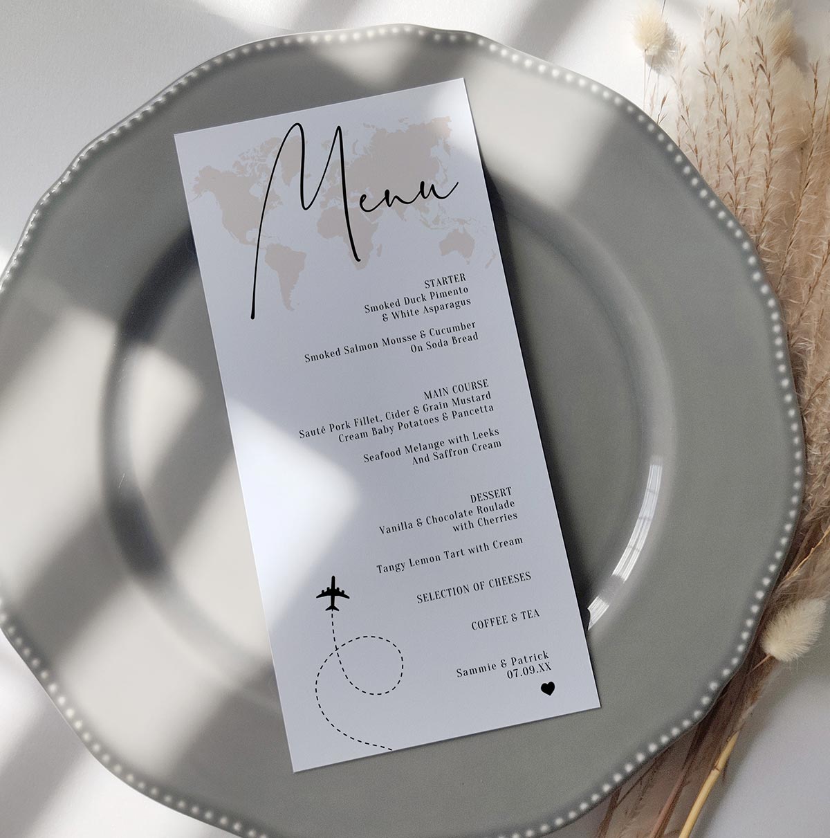 World Map Wedding Menu - Connie & Joan