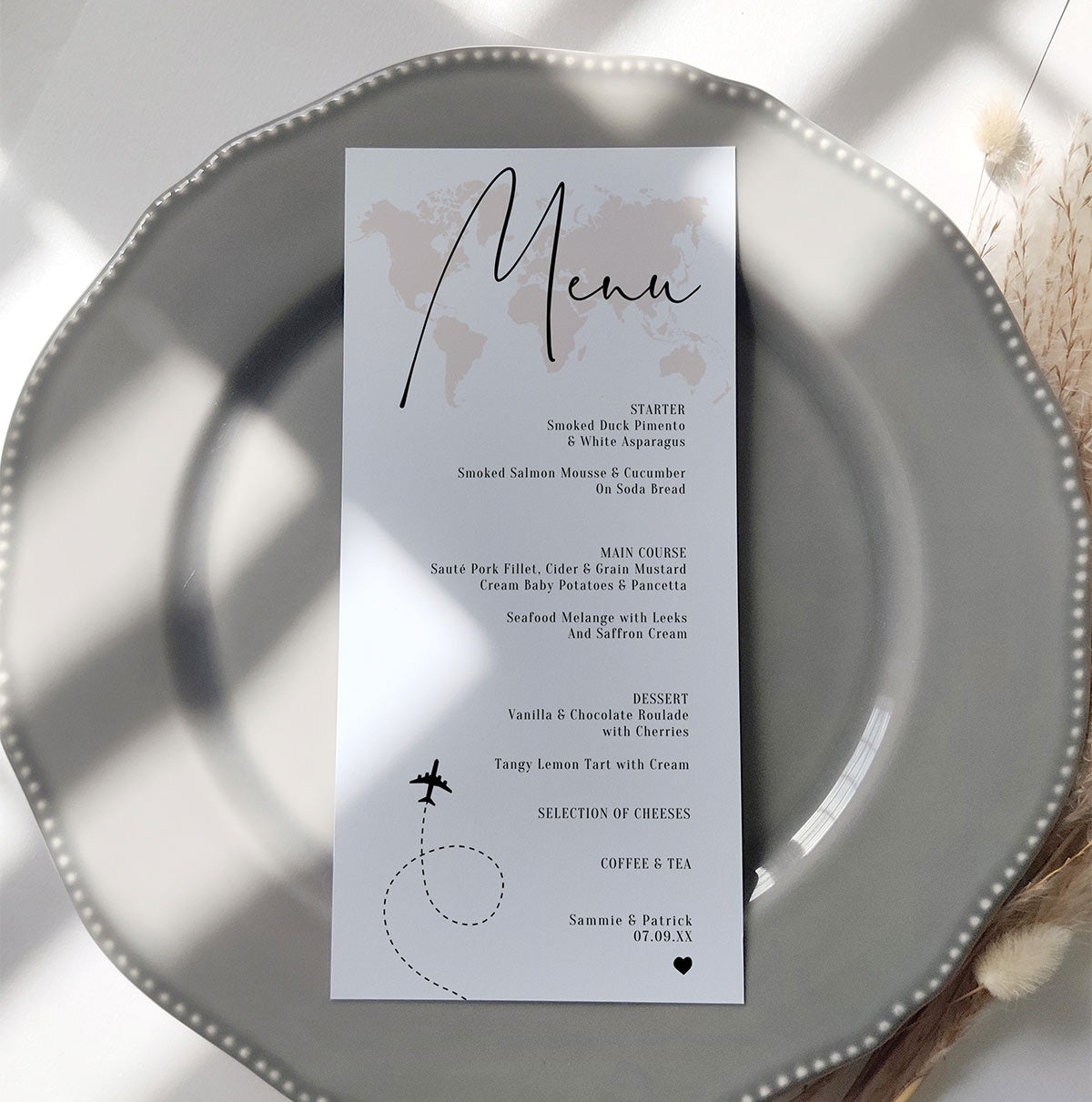 World Map Wedding Menu - Connie & Joan
