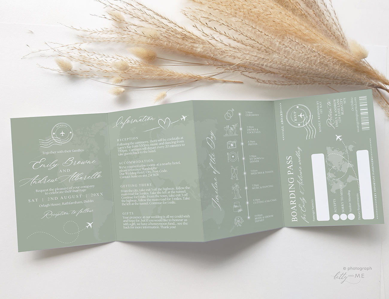 Eucalyptus Gatefold Wedding Invitations - Connie & Joan