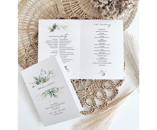 Templates for Folded Wedding Program - Connie & Joan