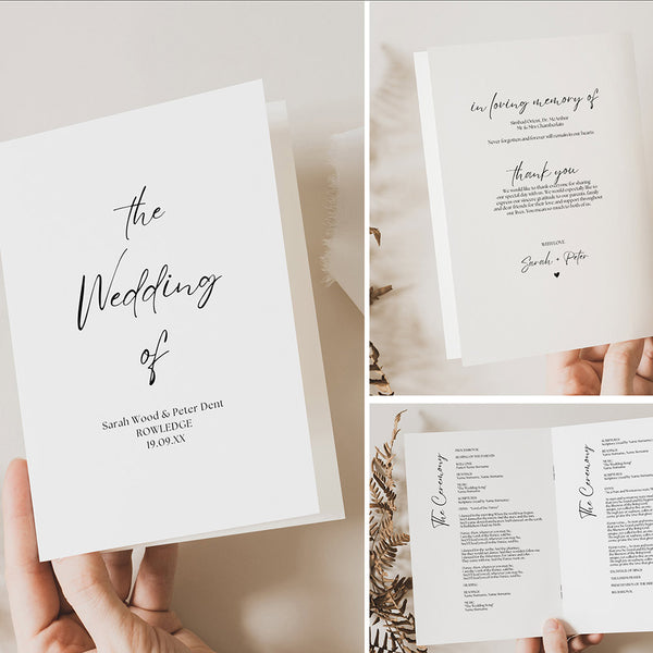 Templates for Printable Folded Wedding Order of Service - Connie & Joan