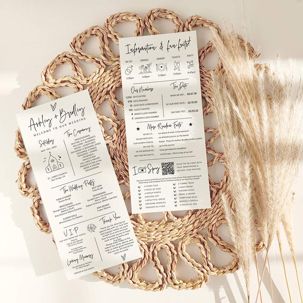 Minimalist Wedding Infographic Wedding Programs, front and back ...