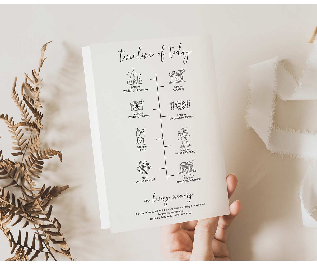 Minimalist Folded Wedding Programs with Infographic Timeline - Connie ...