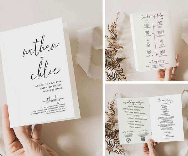 Minimalist Folded Wedding Programs with Infographic Timeline - Connie ...