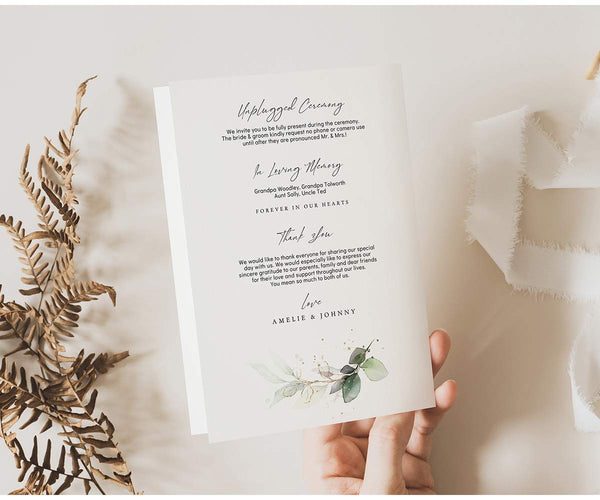 Templates for Folded Wedding Program - Connie & Joan