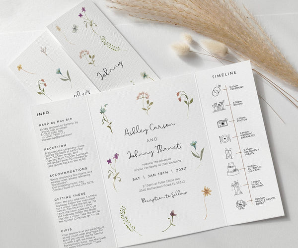 Pretty Wildflower Wedding Invitations - Connie & Joan